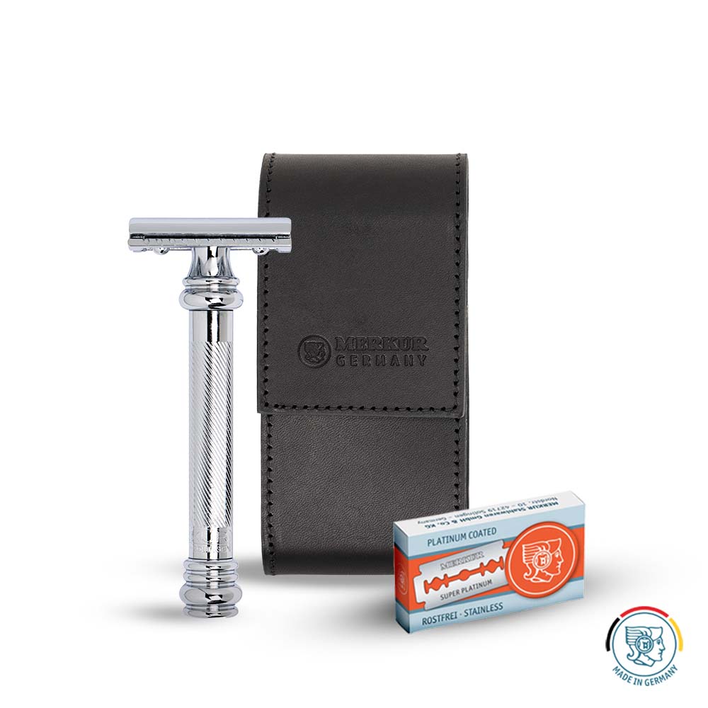 MERKUR 5004 Travel Shaving Set featuring MERKUR 38C Safety Razor with ...