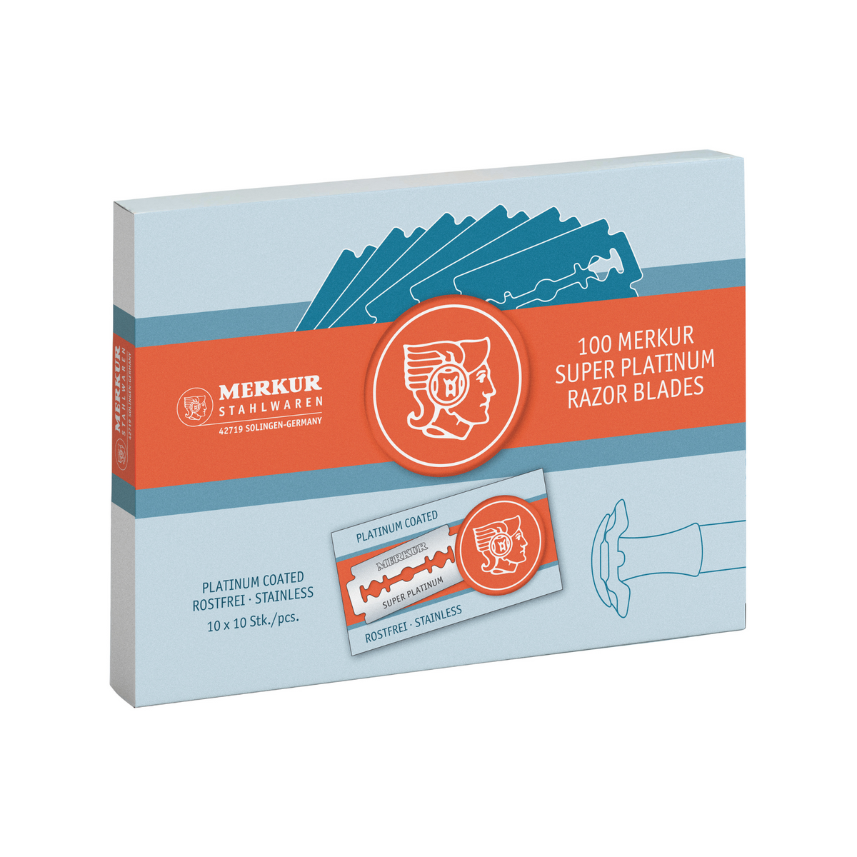 Merkur Super Platinum Double Edge Safety Razor Blades (10 Packs, 10 Bl ...